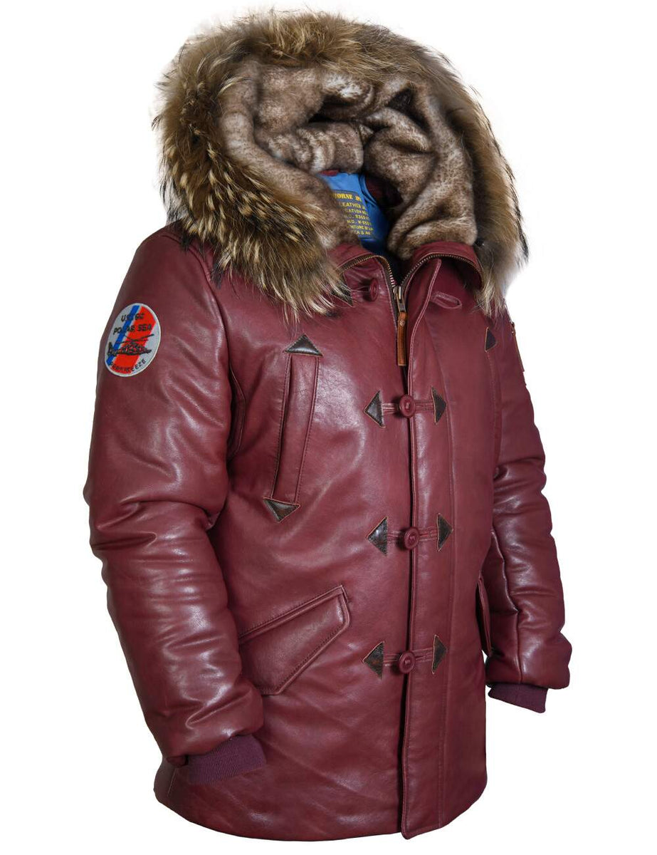 North Pole 94 Men`s Leather Parka burgundy Art. 518 | Vintage Leder North Pole 94 Men`s Leather Parka burgundy Art. 518 | Vintage Leder
