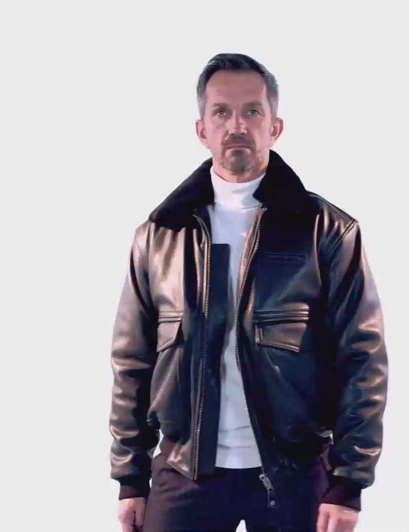 A-2 Flight Leather Jacket black with liner Art. 303 | Vintage Leder