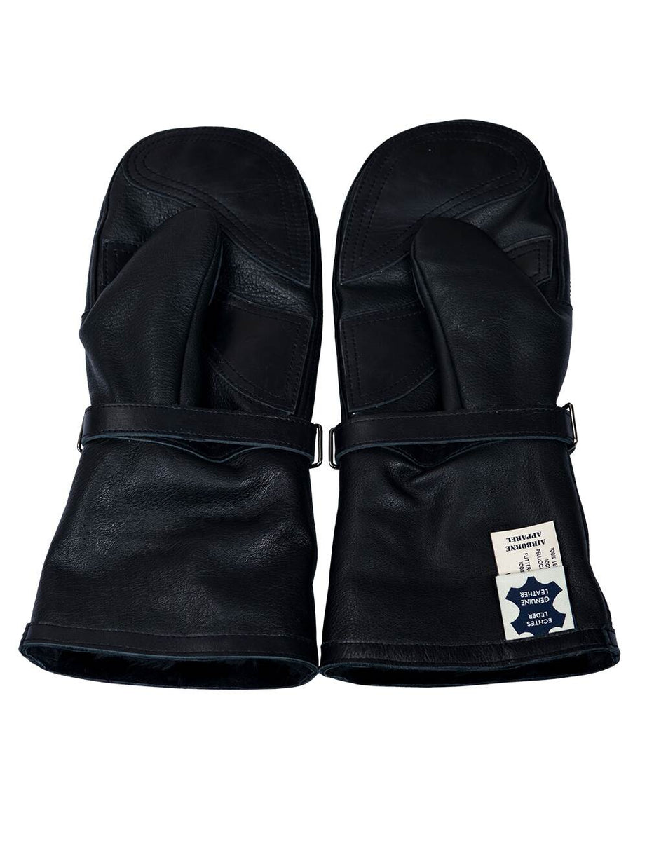 A-12 Arctic Flight Leather Mittens black Art. 802 | Vintage Leder