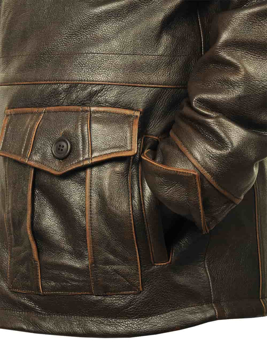 M65 Cap Field Leather Jacket brown Art. 551 | Vintage Leder