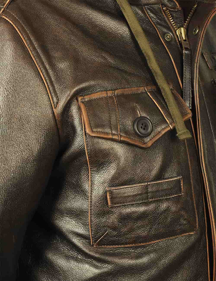 M65 Cap Field Leather Jacket brown Art. 551 | Vintage Leder