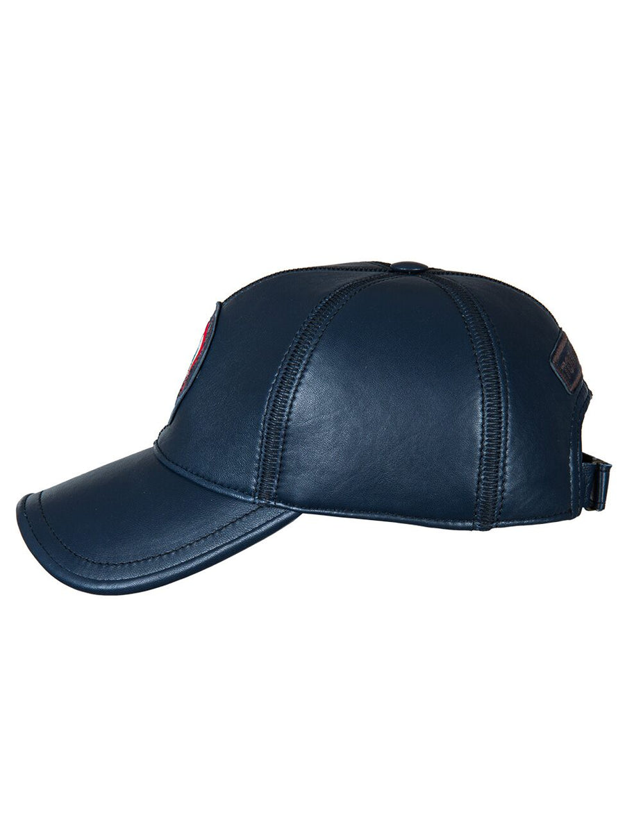 Tornado Baseball Leather Cap navy blue Art. 40 | Vintage Leder
